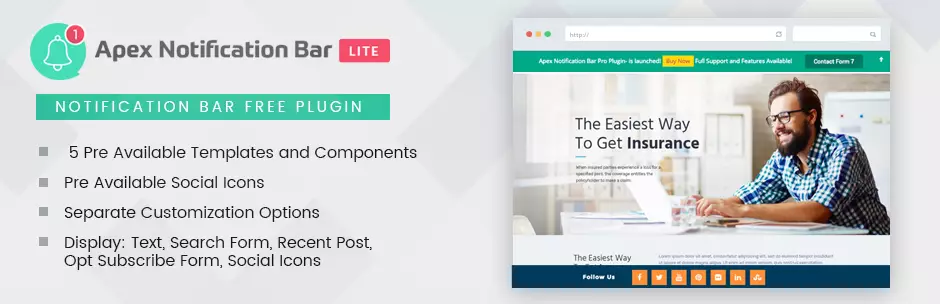 Free WordPress Notification Bar Plugins - 8DegreeThemes