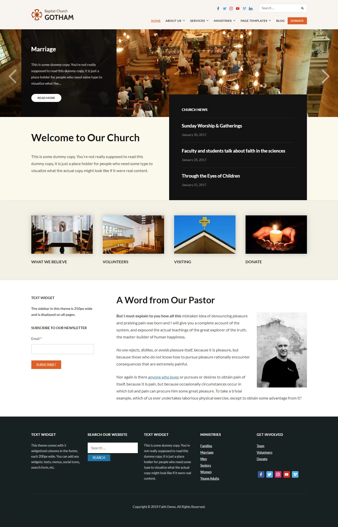 10+ Best Free WordPress Church Themes - 8DegreeThemes